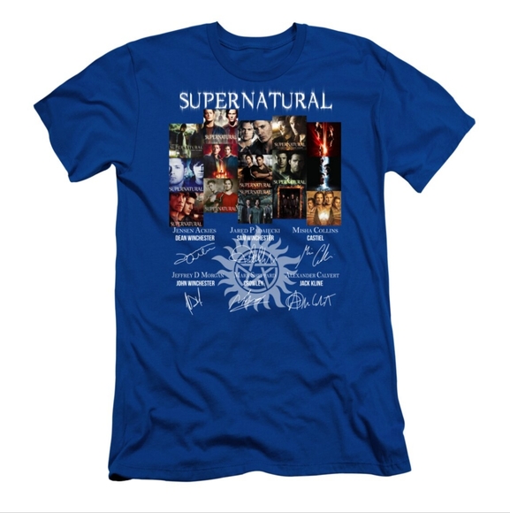 Shirts | Supernatural Graphic Tshirt Blue Cast Signatures | Poshmark